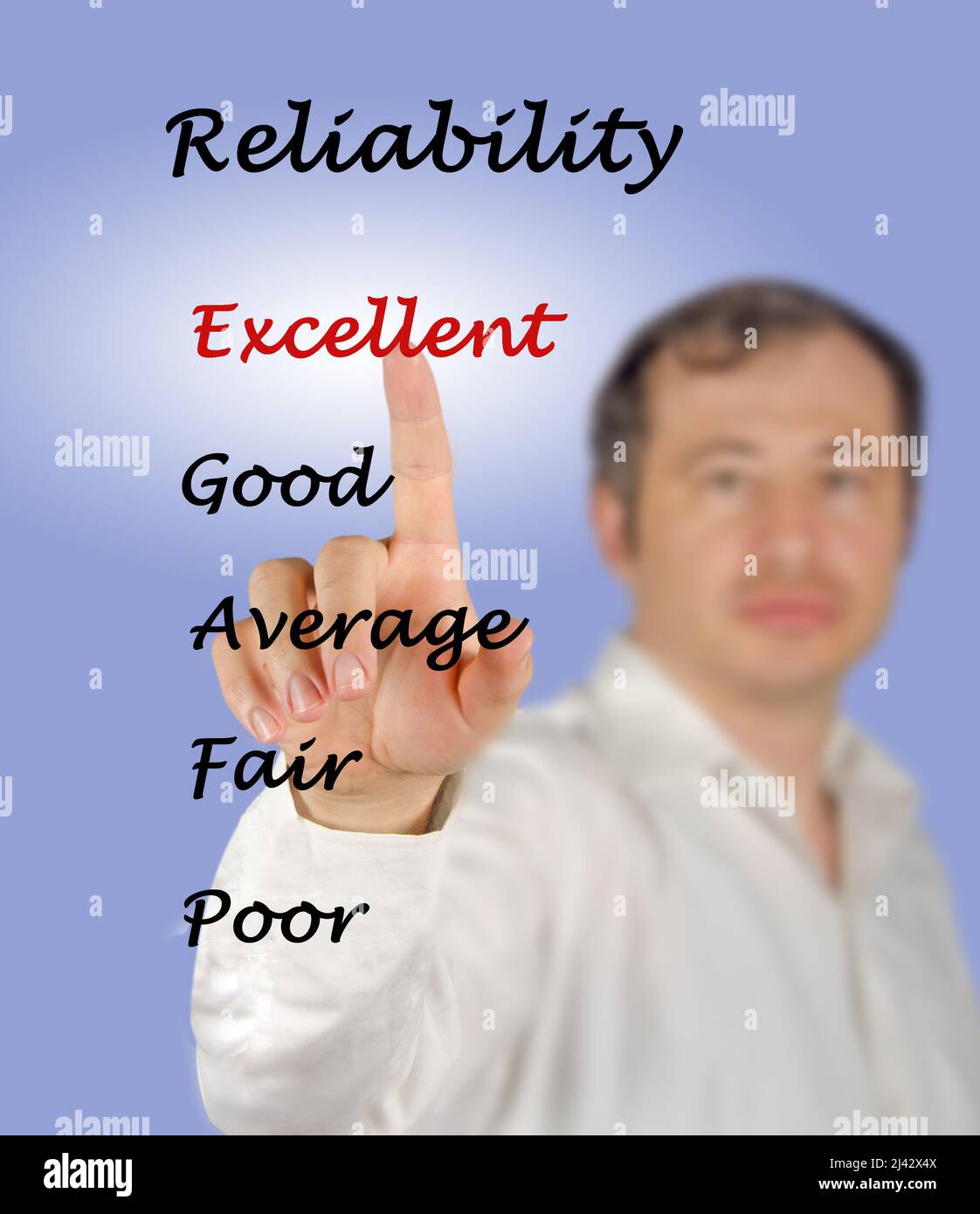Man grading reliability Stock Photo - Alamy