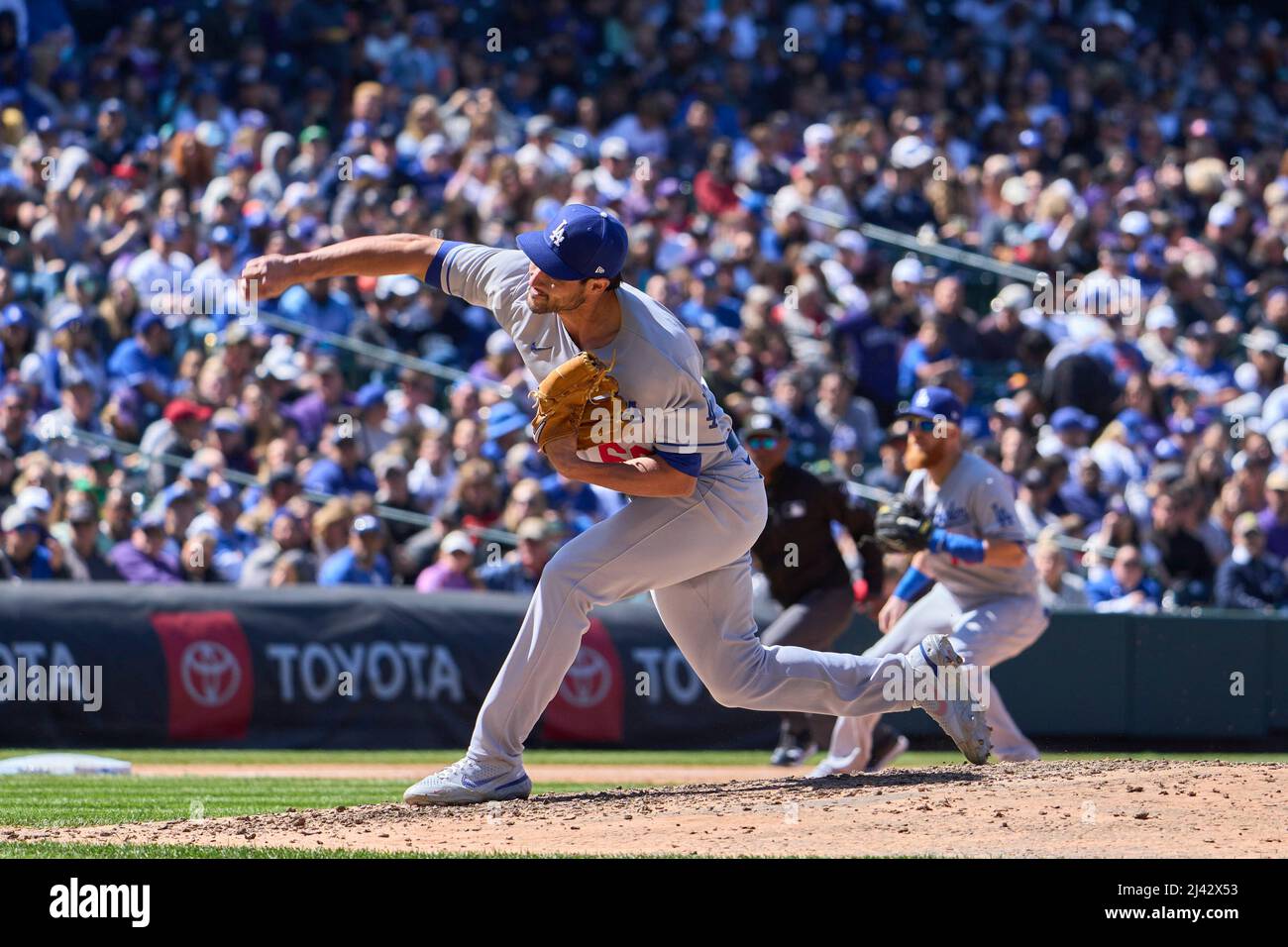 April 10 2022: Los Angeles pitcher Mitch White (66) throws a pitch ...
