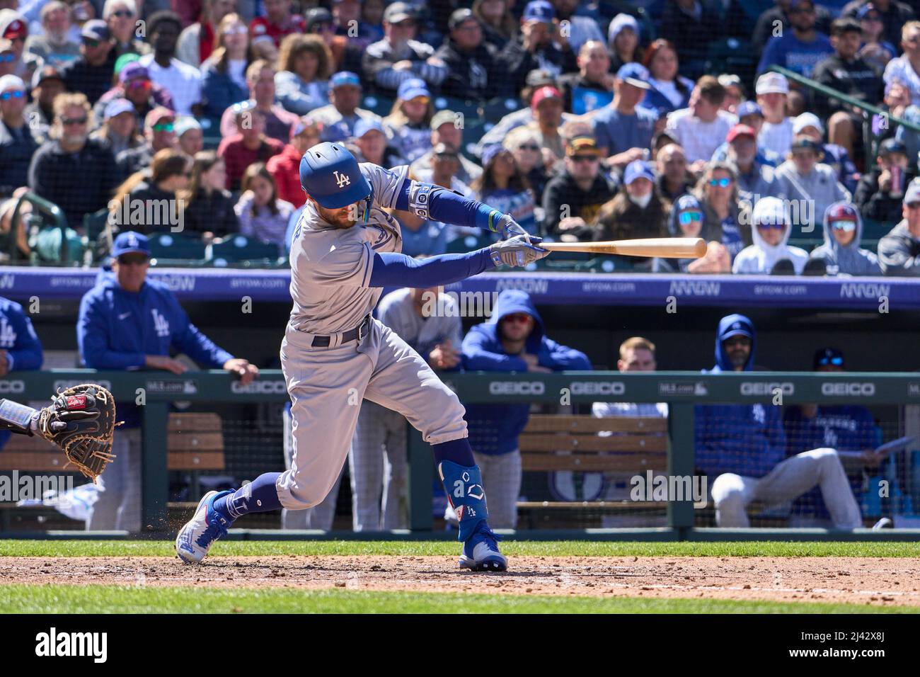 April 10 2022: Los Angeles left fielder Chris Taylor (3) in action ...