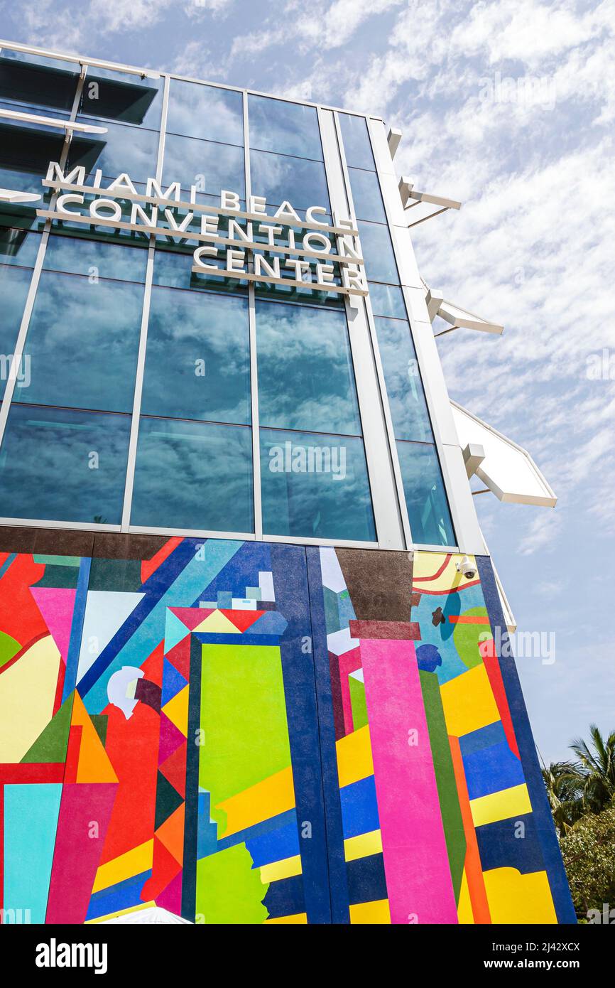 Miami Beach Florida Convention Center centre outside exterior sign ...