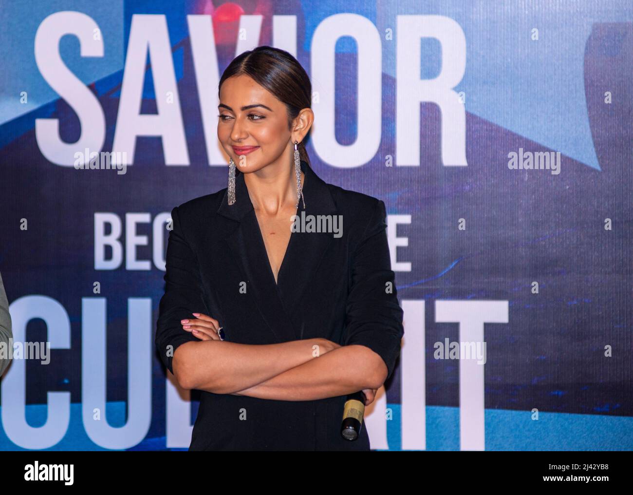 Actress Rakul Preet seen during the trailer launch for the movie Runway ...