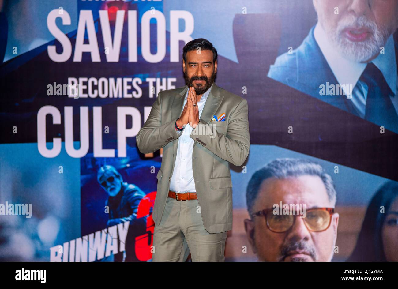 New Delhi, India. 11th Apr, 2022. Actor Ajay Devgan seen during the ...