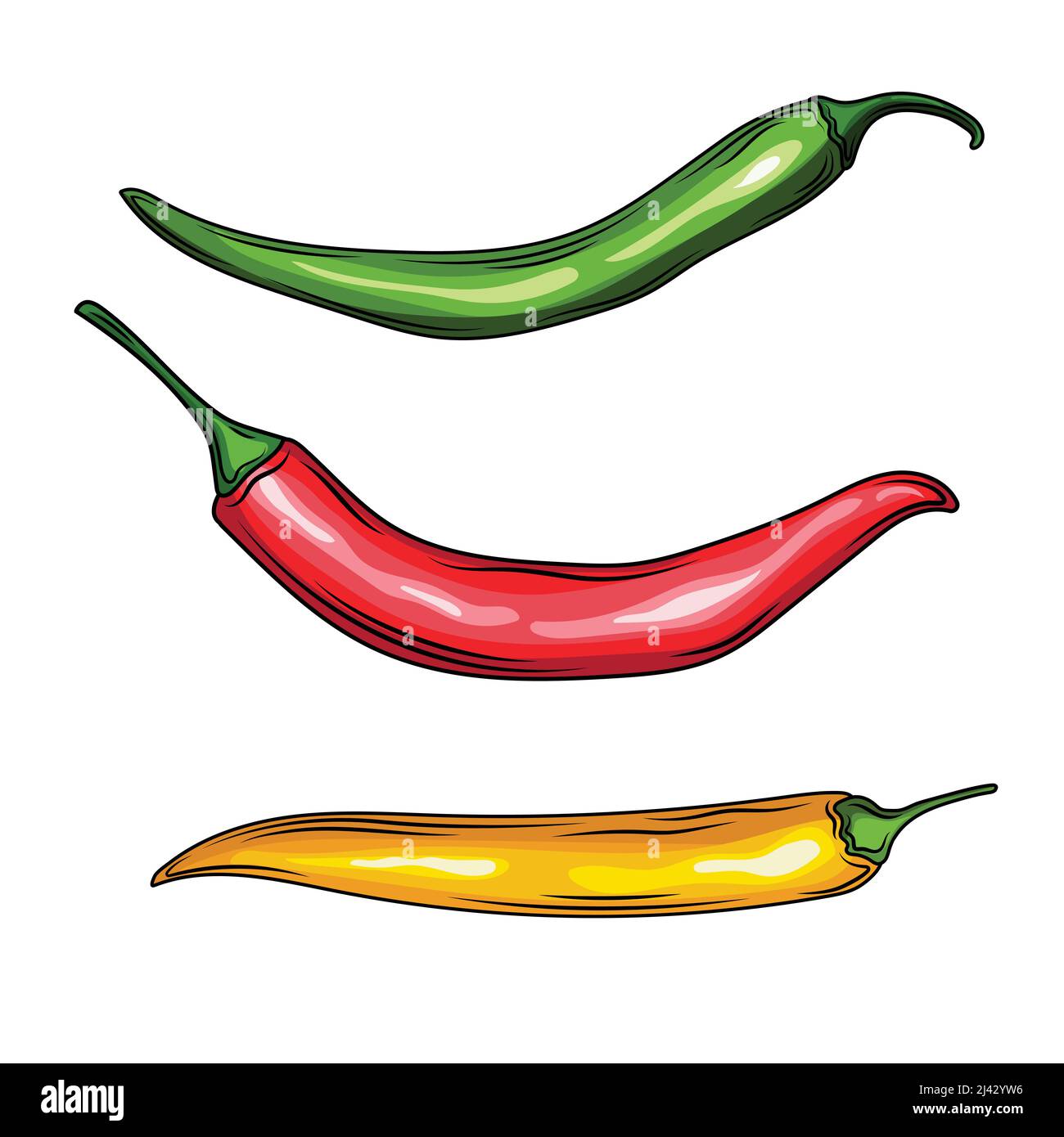 Mexican jalapeno hot chili pepper vector icon on white background ...