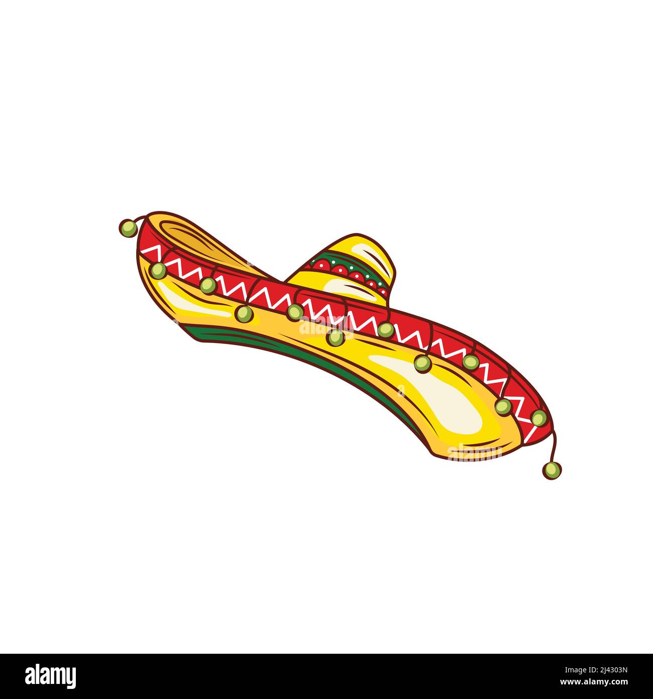 Mexican sombrero hat vector Illustration on a white background Stock ...
