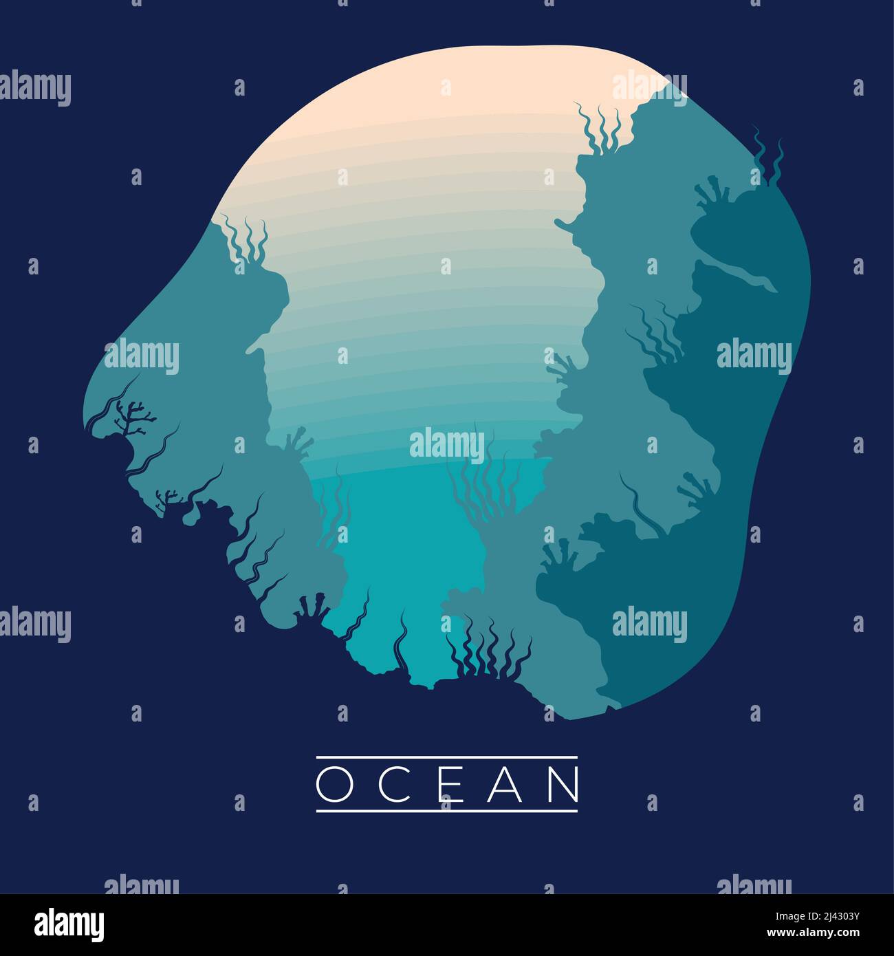 ocean lettering undersea scene poster Stock Vector Image & Art - Alamy