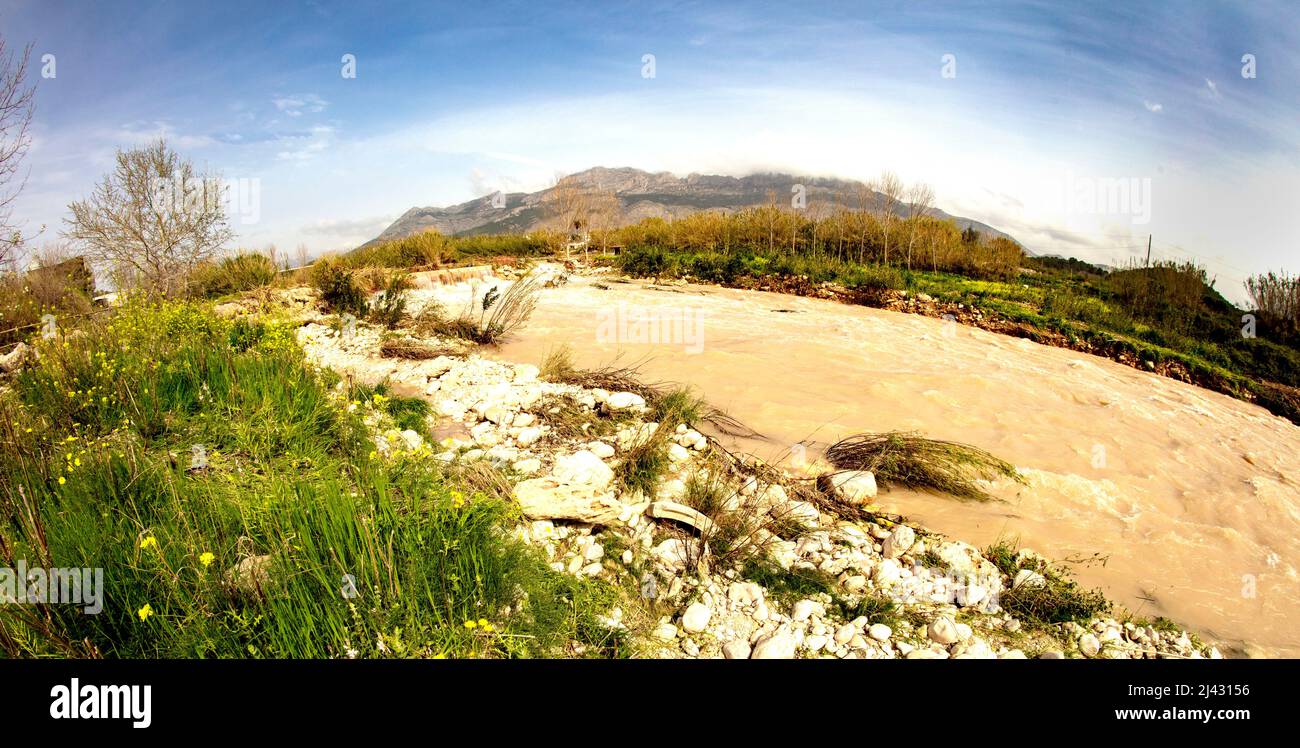 Spring landscape view of the Algar river, Altea on the Costa Dorada, in ...