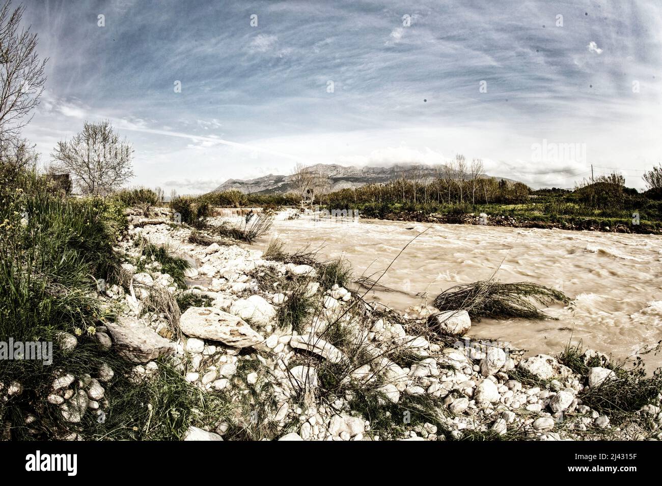 Spring landscape view of the Algar river, Altea on the Costa Dorada, in ...