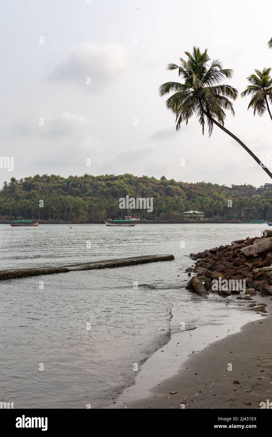 View from Coco Beach, Nerul, Goa; on a cloudy summer day Stock Photo ...