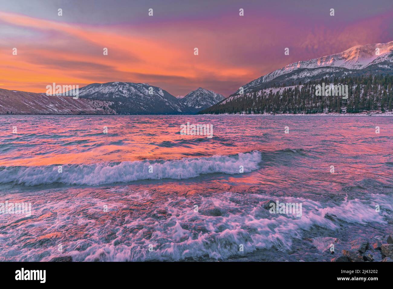 Windy winter sunrise at Wallowa Lake, Oregon Stock Photo - Alamy