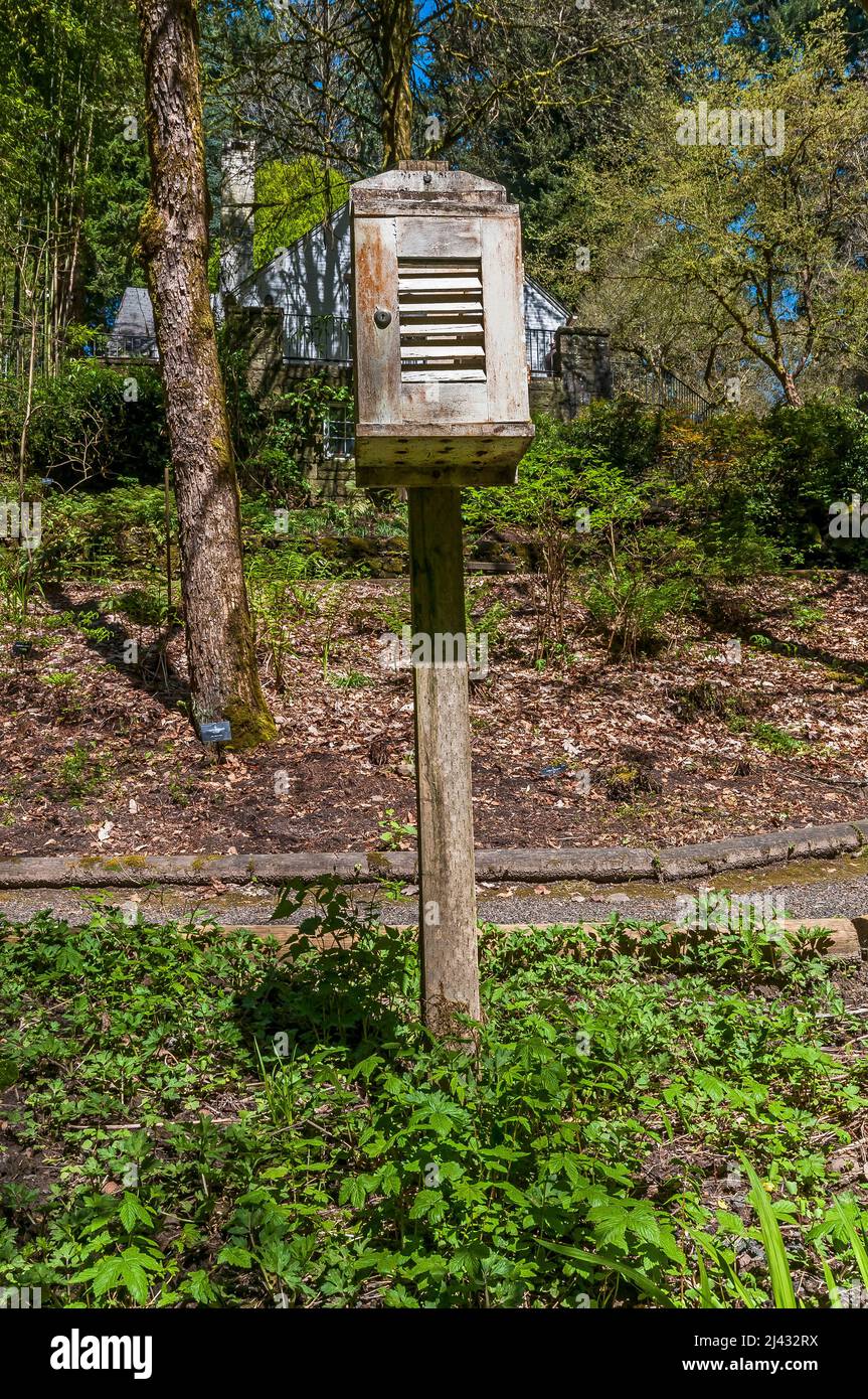A wooden louvered mailbox on the trail at Powell Butte Nature Park in ...