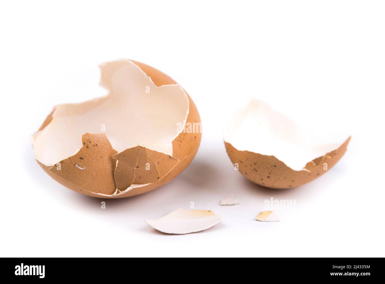 The egg shell on a white background Stock Photo - Alamy