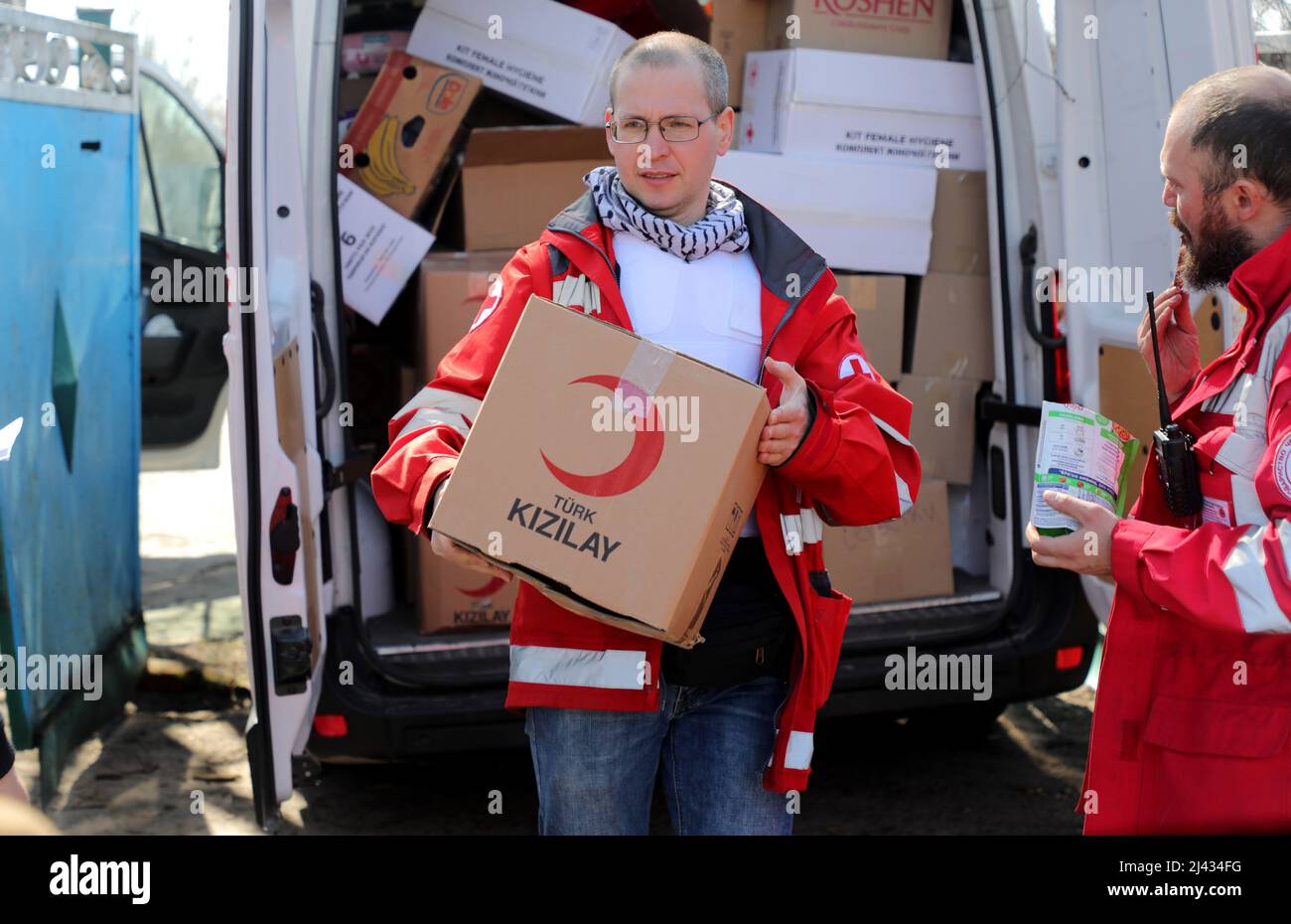 KYIV REGION, UKRAINE - APRIL 7, 2022 - Ukrainian Red Cross Society ...