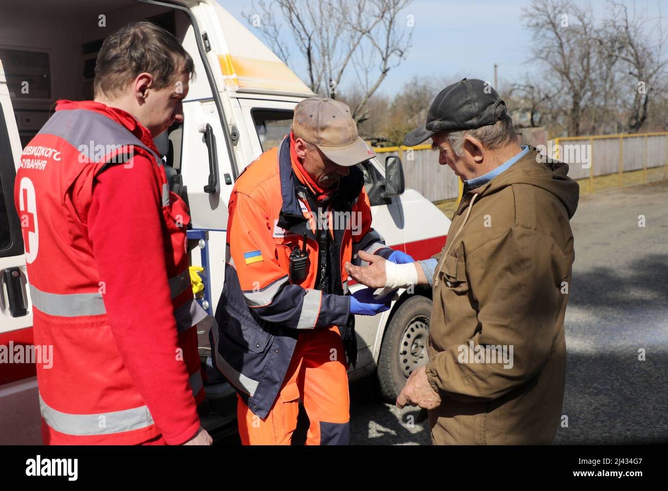 KYIV REGION, UKRAINE - APRIL 7, 2022 - A Ukrainian Red Cross Society ...