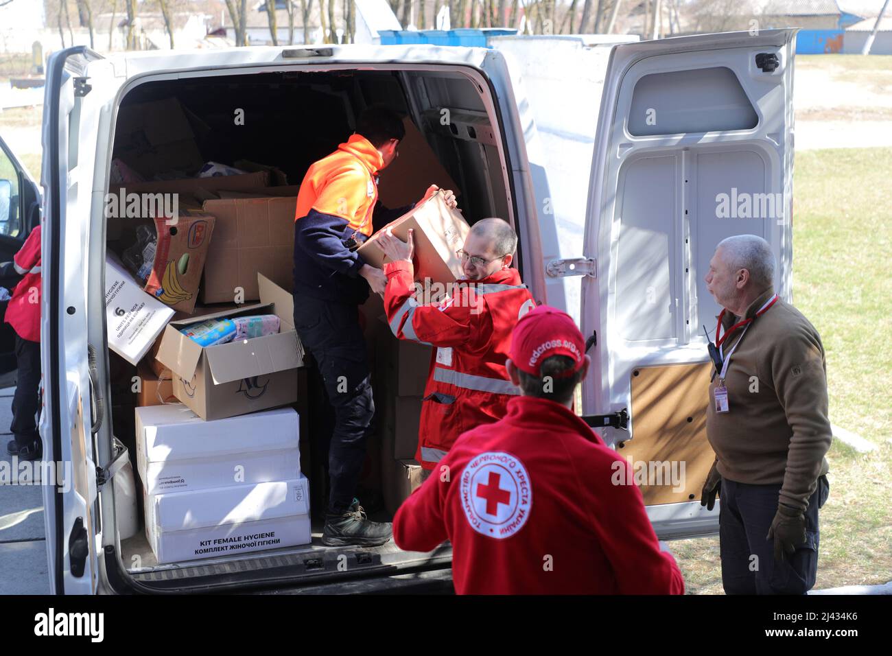 KYIV REGION, UKRAINE - APRIL 7, 2022 - Ukrainian Red Cross Society ...