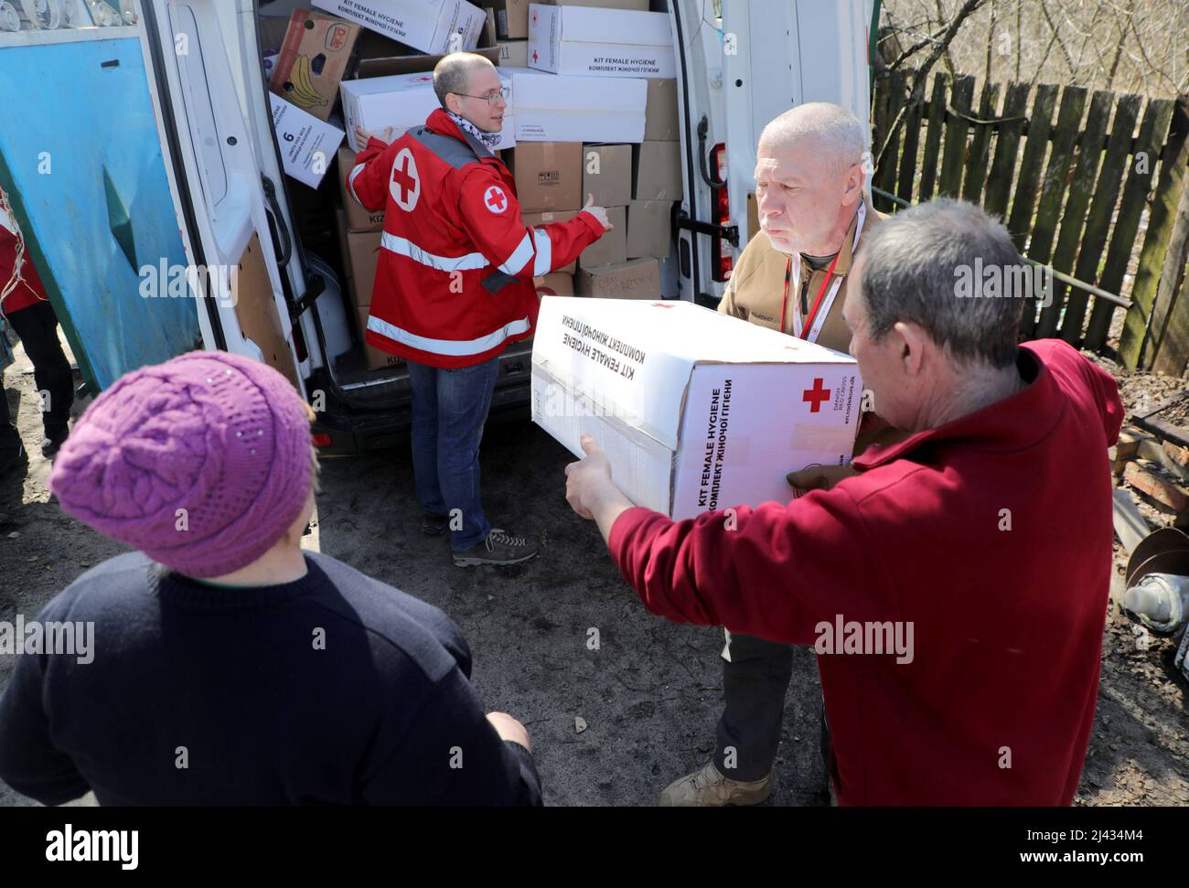 KYIV REGION, UKRAINE - APRIL 7, 2022 - Ukrainian Red Cross Society ...
