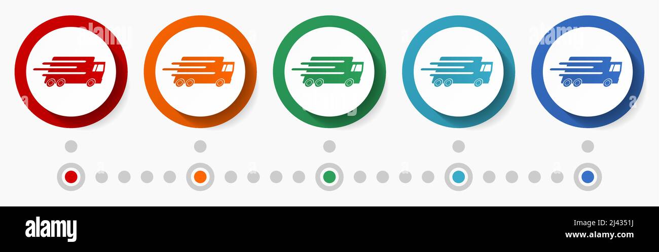Fast delivery concept vector icon set, infographic template, flat ...