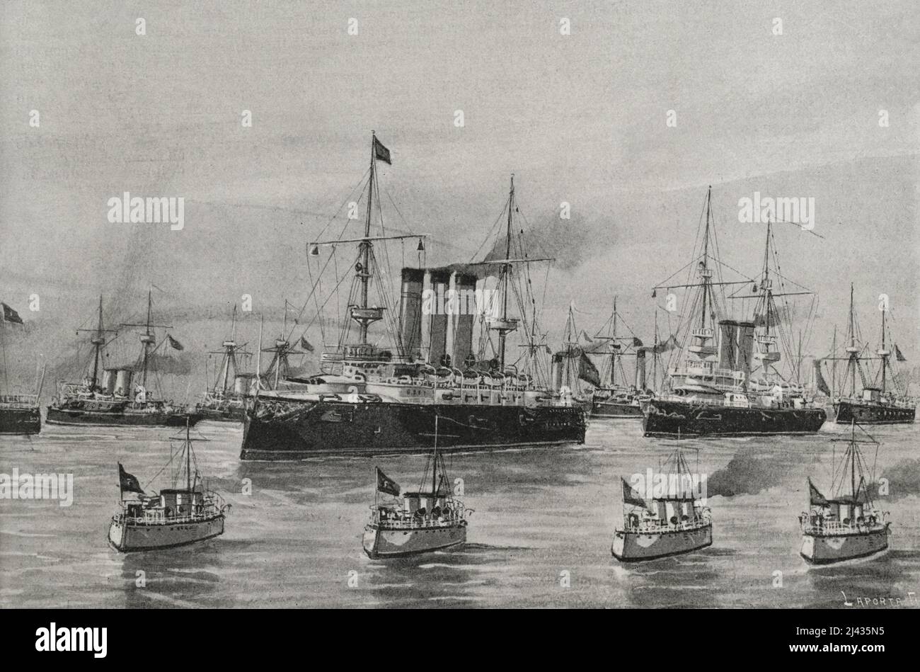 Spanish-American War (1898). Spanish Navy. Torpedo hunters. From left ...