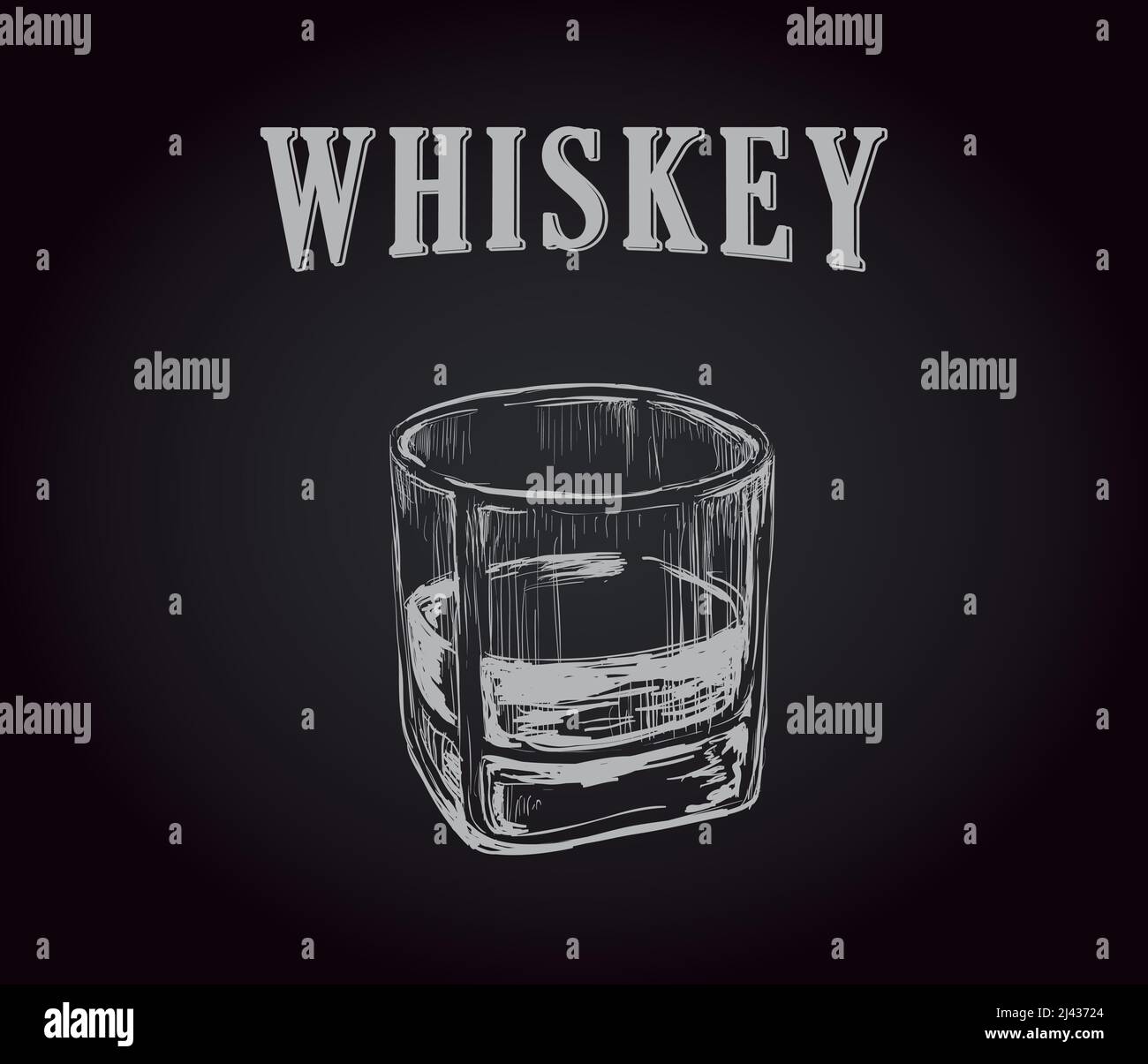 Whiskey Glass Hand Drawn Drink. Vector Illustration. Whiskey. Brandy ...