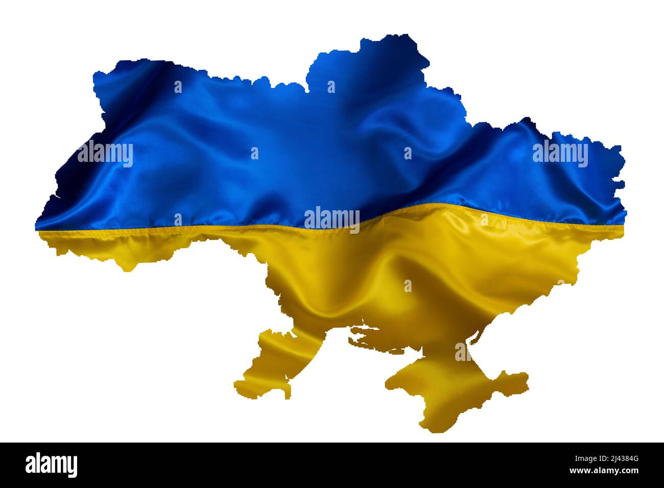 Outline Map of Ukraine with waving Ukrainian national flag on white ...