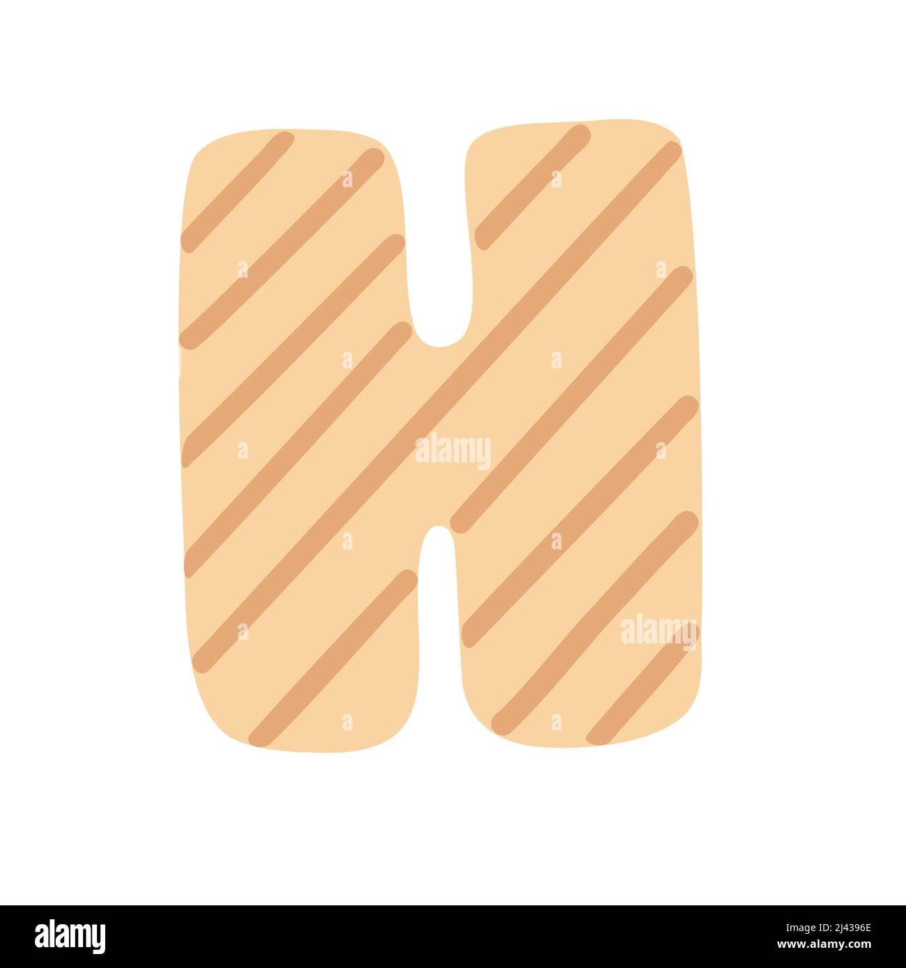 Letter H of English alphabet, doodle style decorated with simple ...