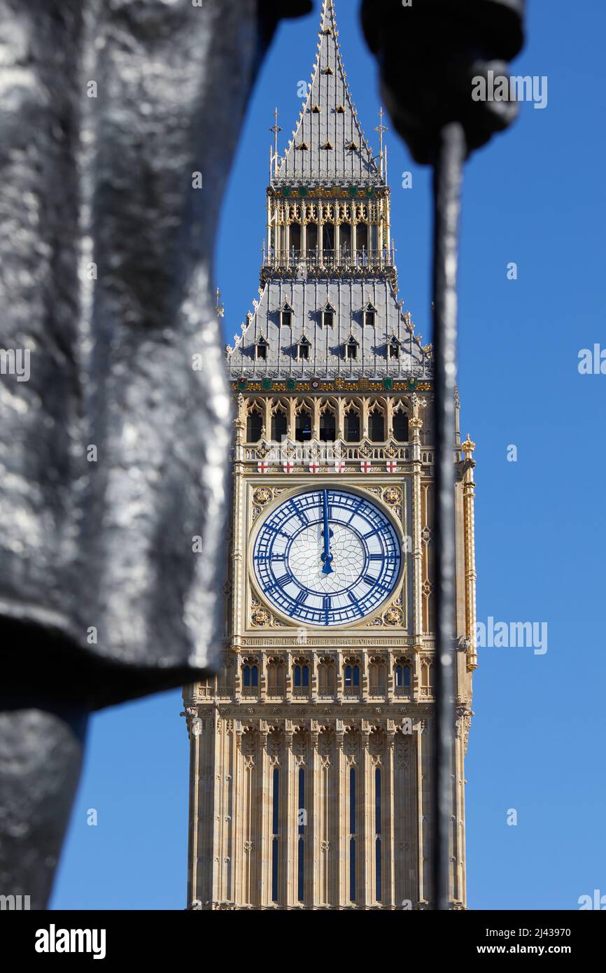 London, U.K. - 19 Mar 2022: The north-facing clock face of the ...