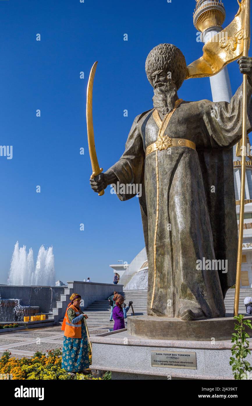 Views of Ashgabat. Sculptures of folk heroes at the Monument of ...