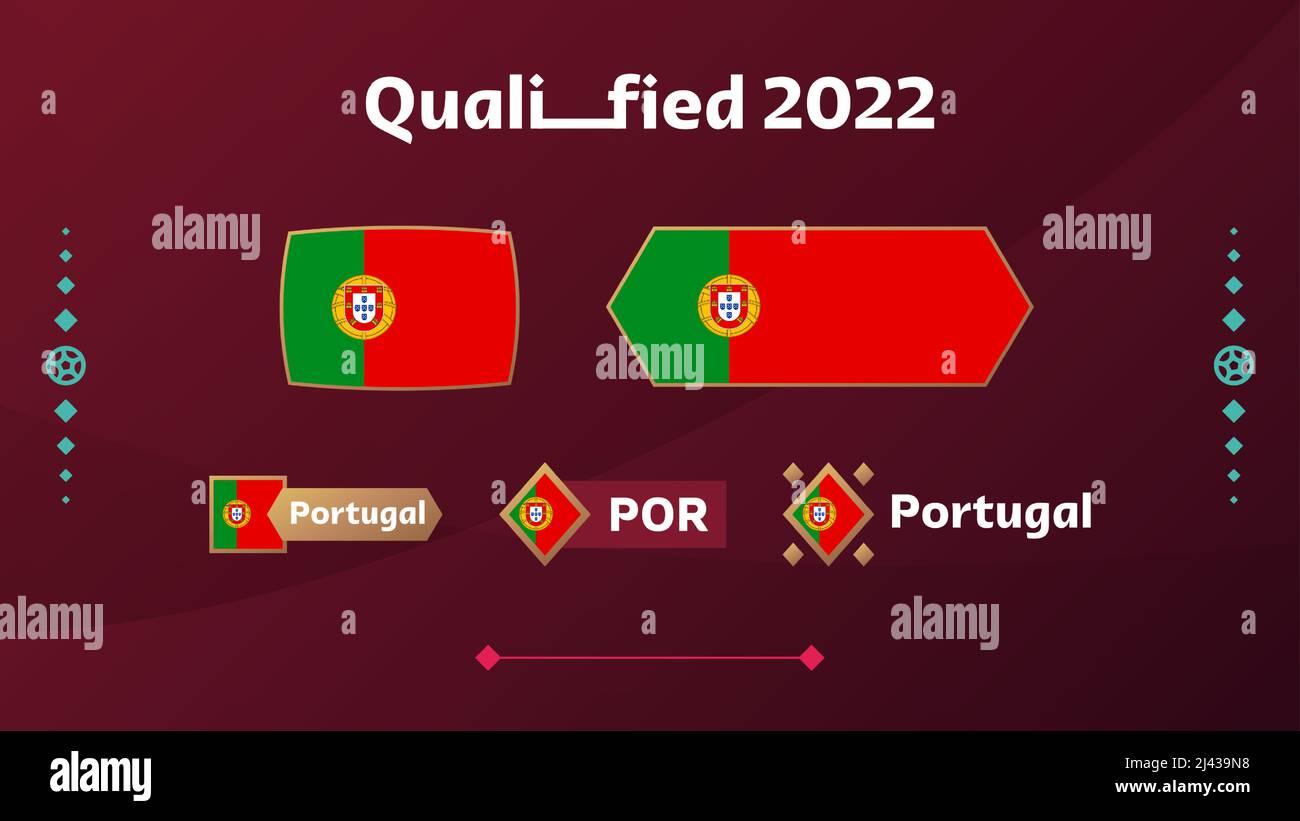 Set of portugal flag and text on 2022 football tournament background ...