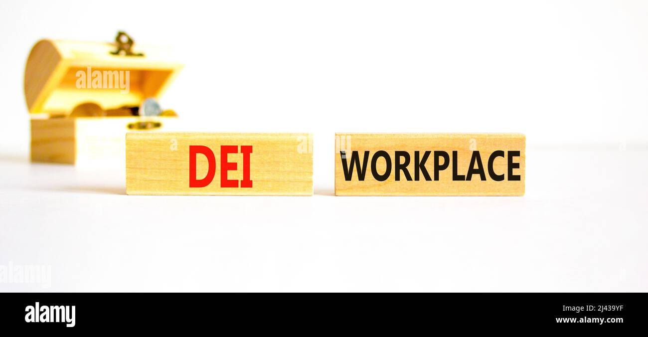 DEI diversity equity inclusion workplace symbol. Blocks with words DEI ...