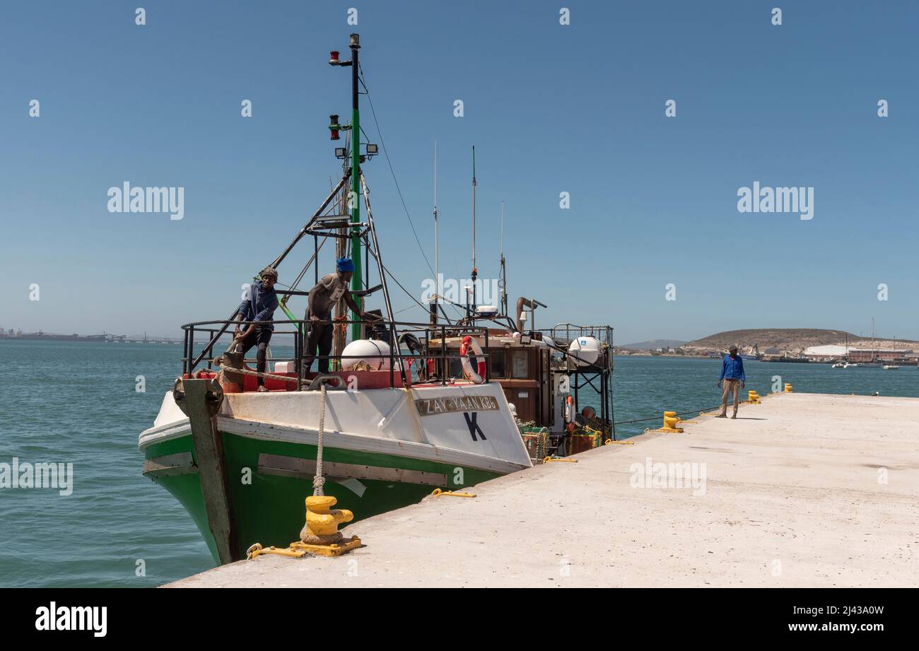Saldanha Bay, West Coast, South Africa. 2022. Fishing boat alongside in ...