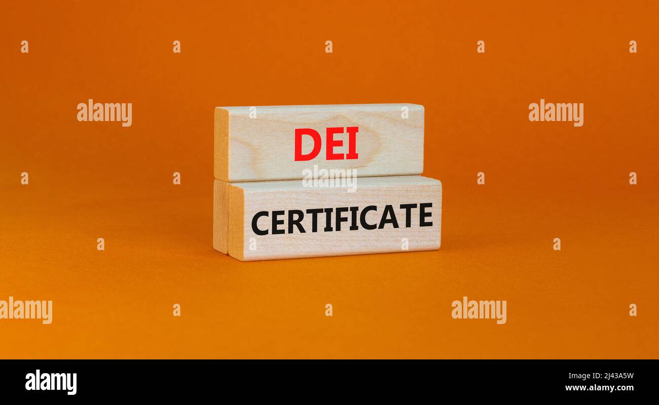 DEI diversity equity inclusion certificate symbol. Blocks with words ...