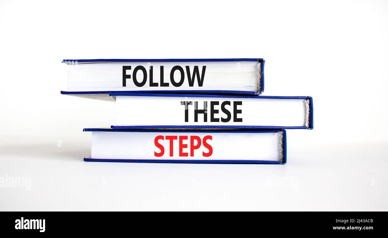 Follow these steps symbol. Concept words Follow these steps on books ...