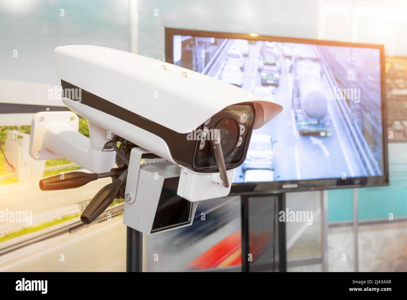 Traffic security camera surveillance CCTV on the road in the big city ...