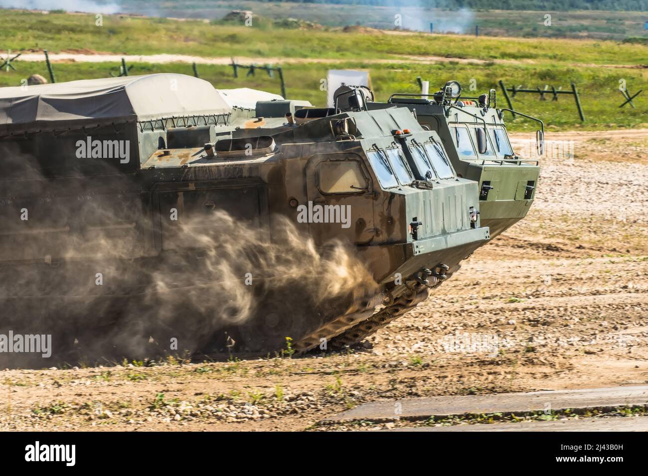 The front of the tank, riding through the dust Stock Photo - Alamy