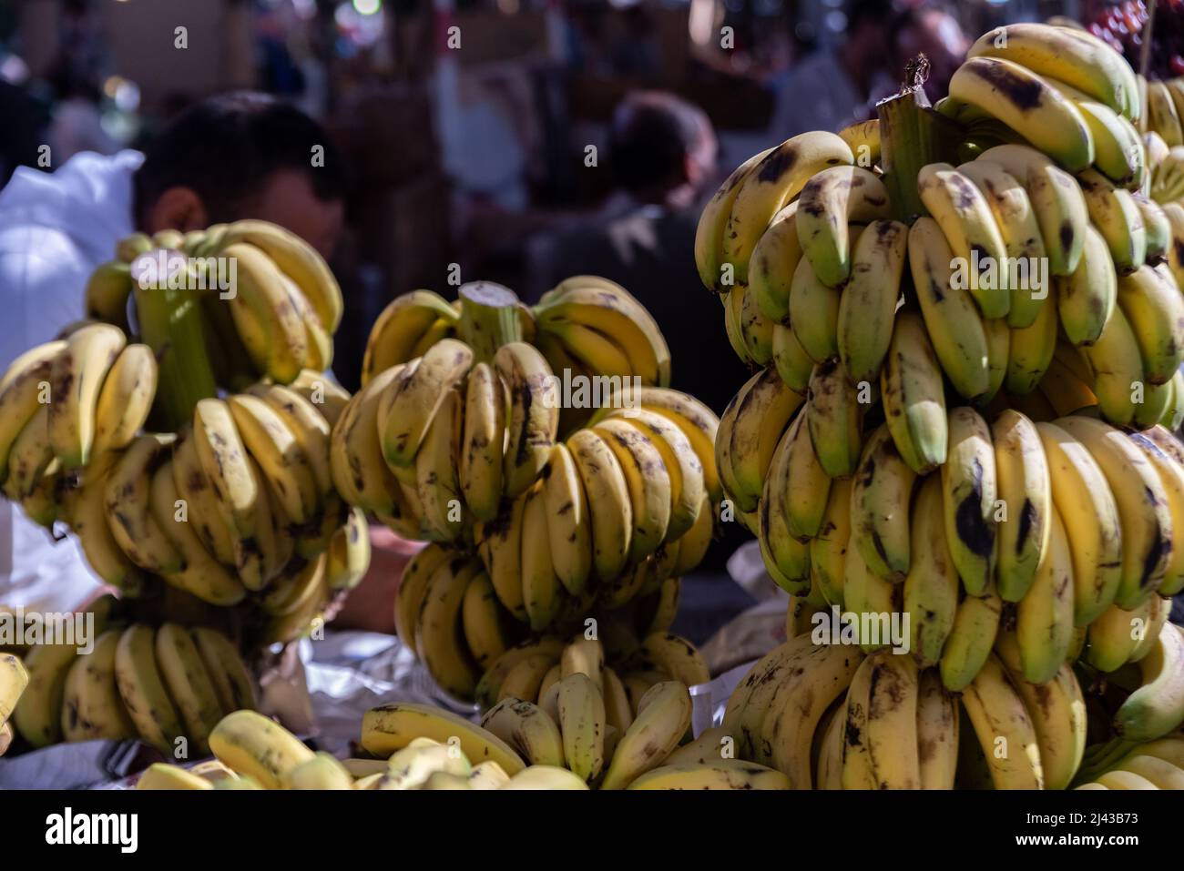 Ripe bananas at the city market. Arabic fruit and vegetable market ...
