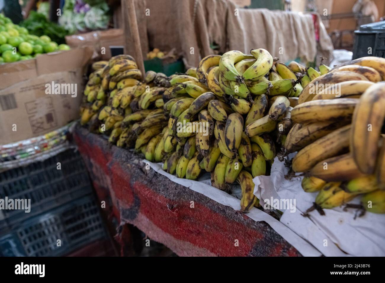 Ripe bananas at the city market. Arabic fruit and vegetable market ...
