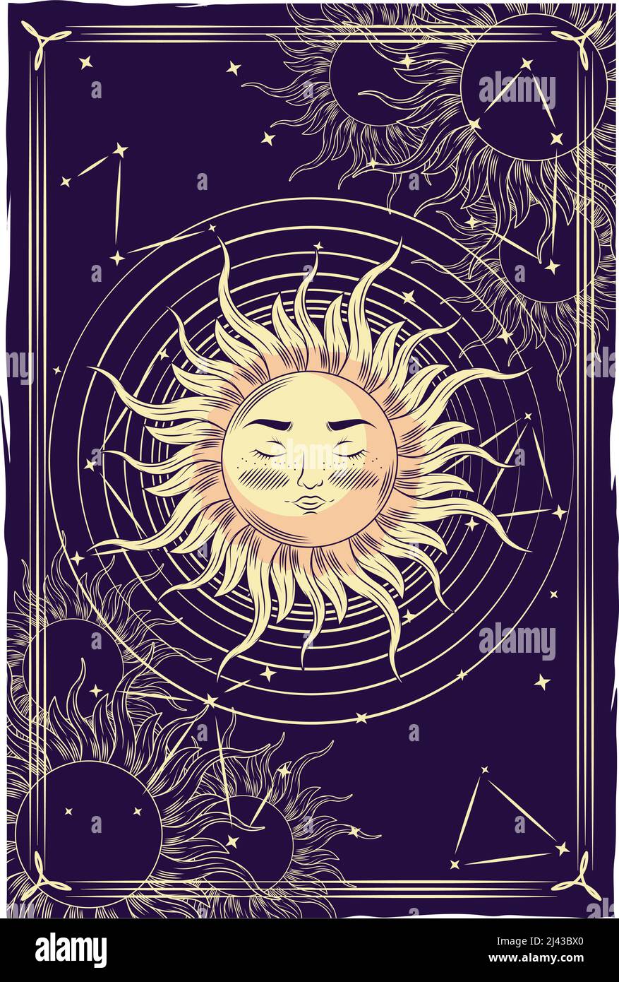tarot card with sun icon Stock Vector Image & Art - Alamy