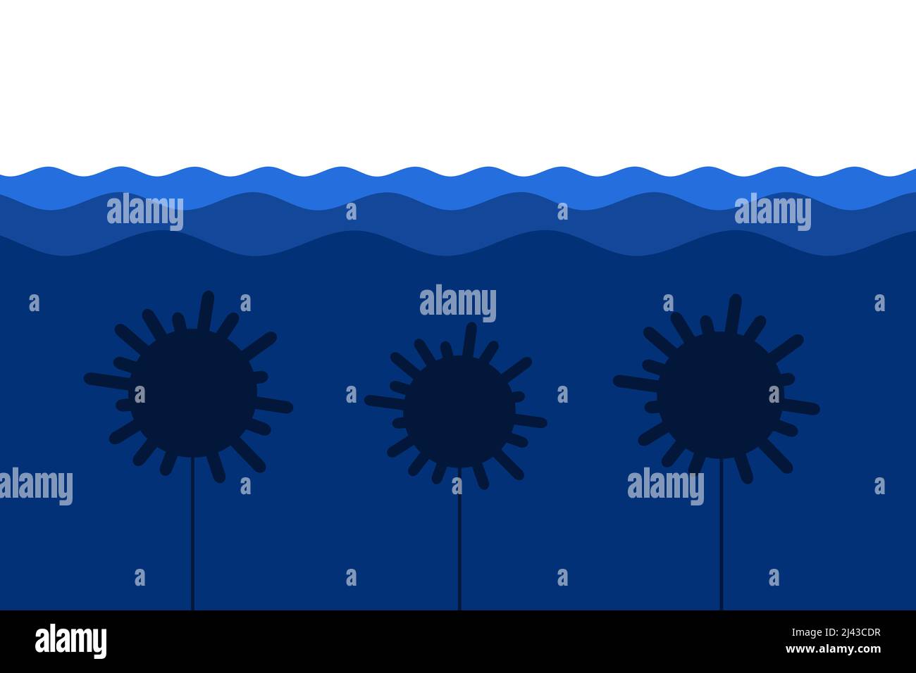 Naval mine in the sea and ocean - dangerous explosive blast in the ...