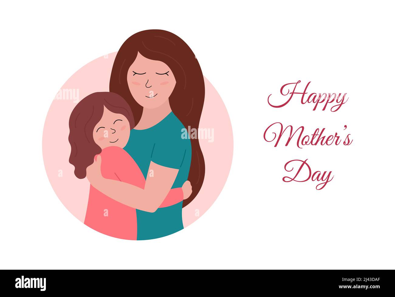 Mothers Day Holiday Poster Greeting Card Happy Mom Hugs Smiling