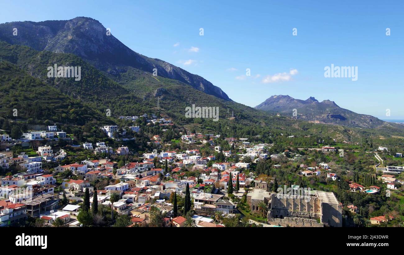 Bellapais Monastery village at the mountain in Kyrenia, North Cyprus ...
