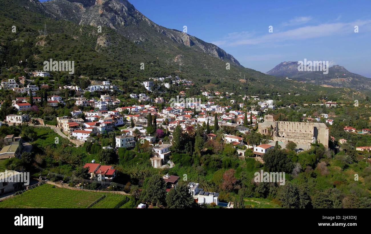 Bellapais Monastery village at the mountain in Kyrenia, North Cyprus ...