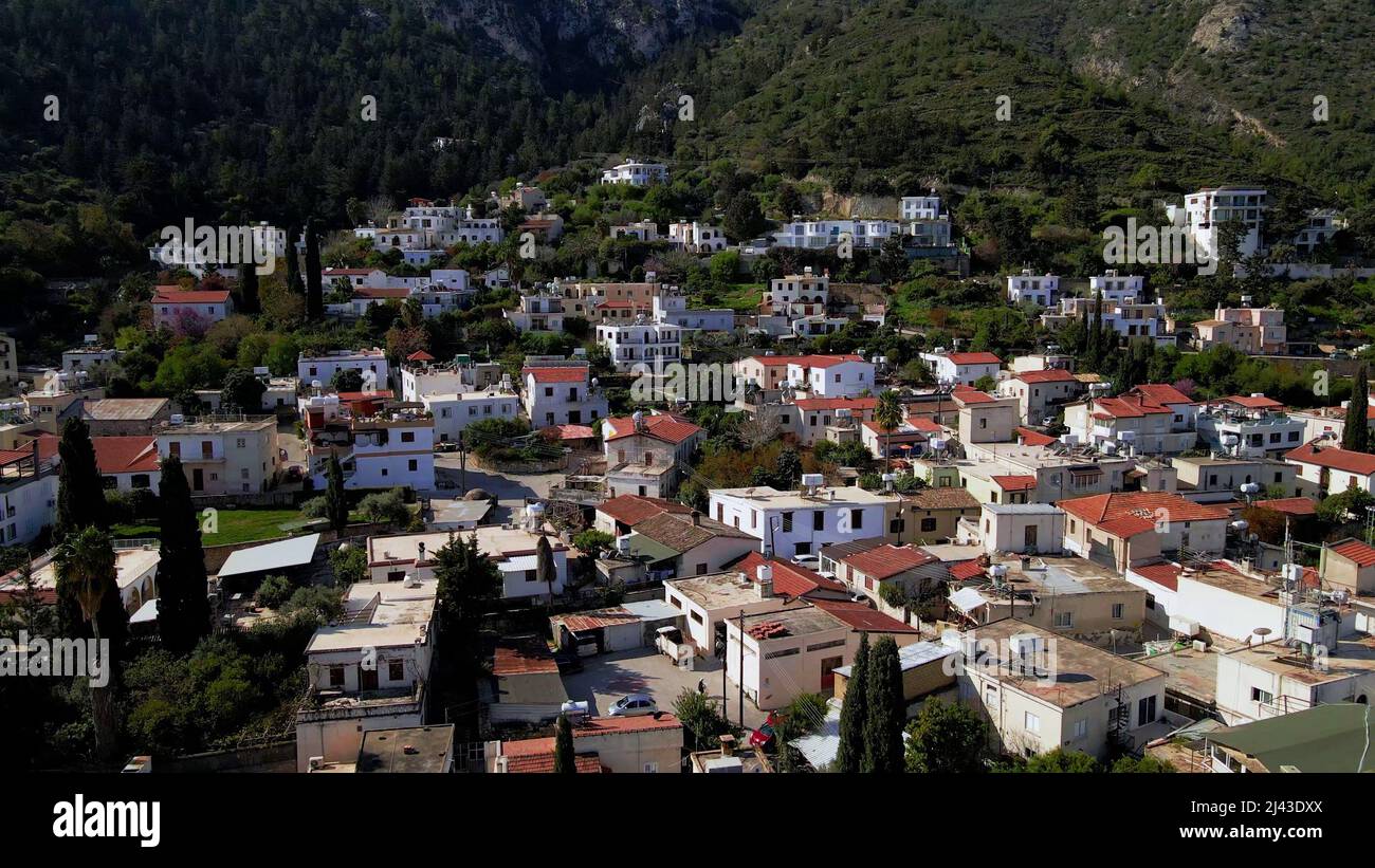 Bellapais Monastery village at the mountain in Kyrenia, North Cyprus ...