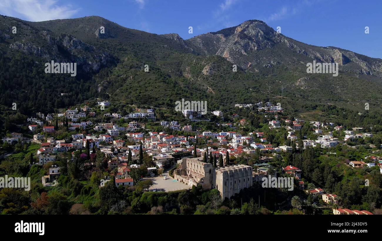 Bellapais Monastery village at the mountain in Kyrenia, North Cyprus ...