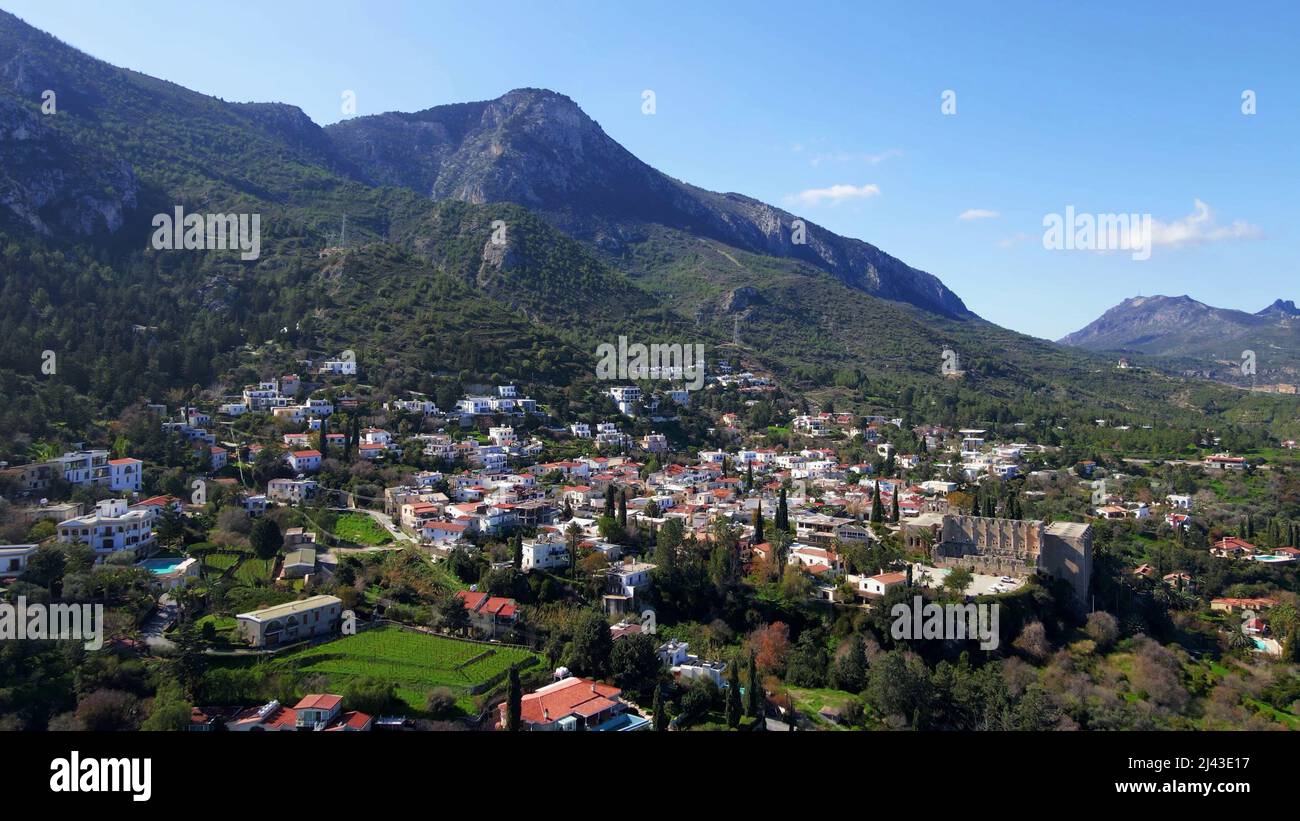 Bellapais Monastery village at the mountain in Kyrenia, North Cyprus ...