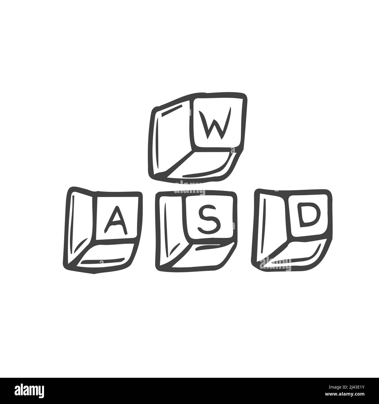WASD keyboard keys used in PC video games. Gaming concept doodle. Video ...