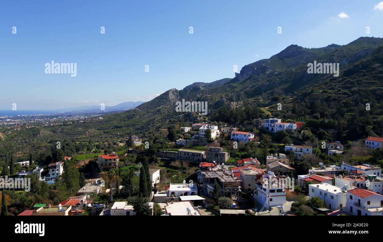 Bellapais Monastery village at the mountain in Kyrenia, North Cyprus ...