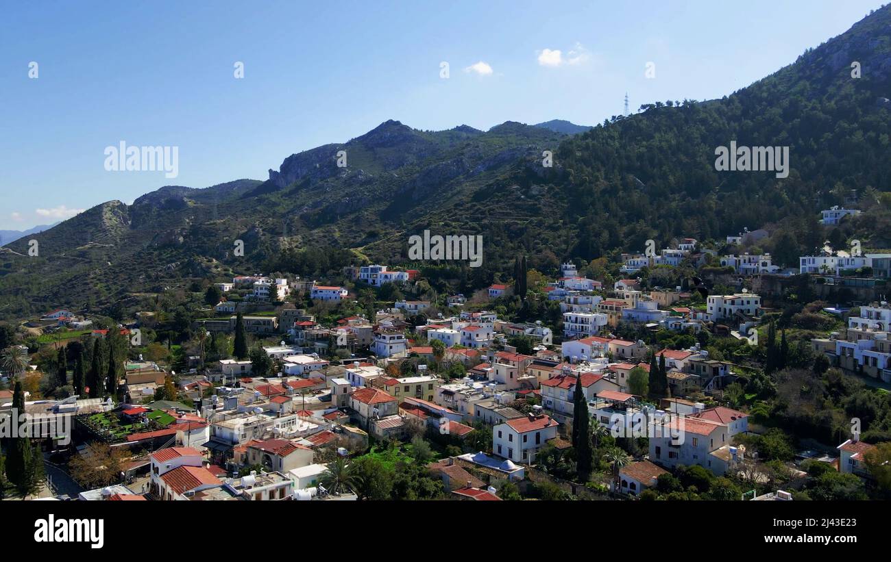 Bellapais Monastery village at the mountain in Kyrenia, North Cyprus ...