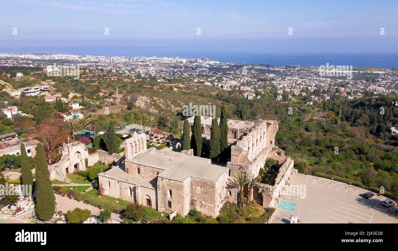 Bellapais Monastery village at the mountain in Kyrenia, North Cyprus ...