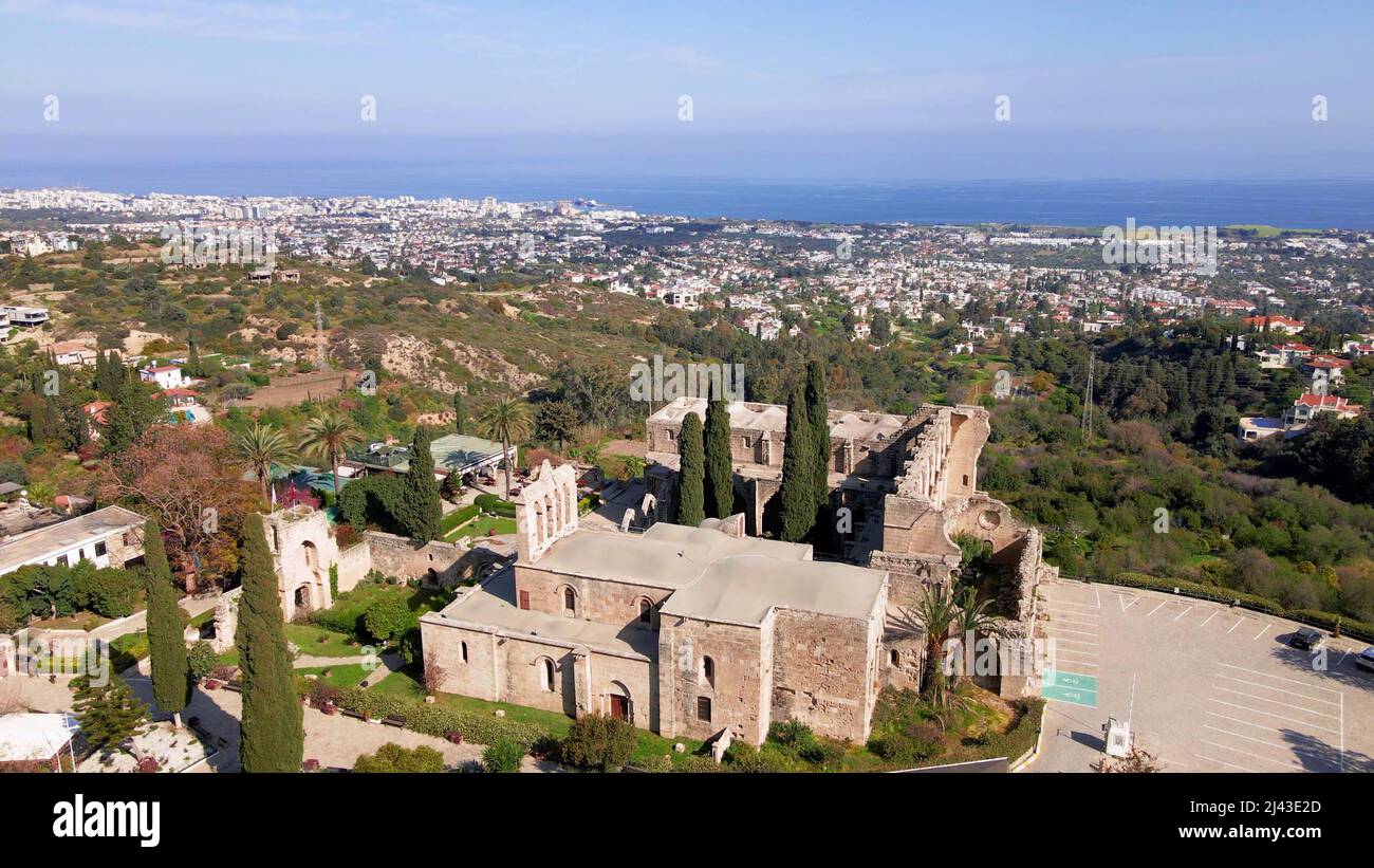 Bellapais Monastery village at the mountain in Kyrenia, North Cyprus ...