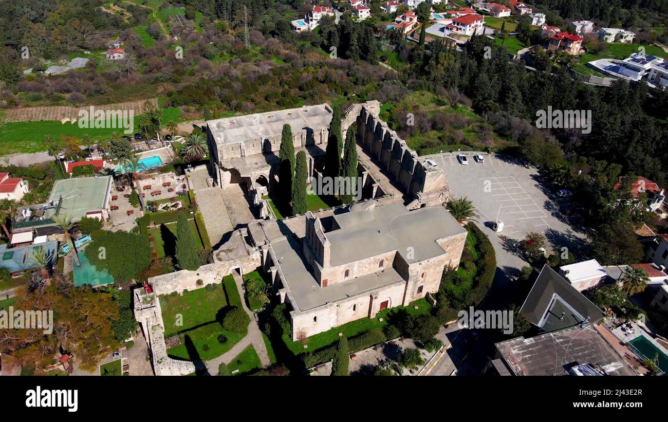 Bellapais Monastery village at the mountain in Kyrenia, North Cyprus ...