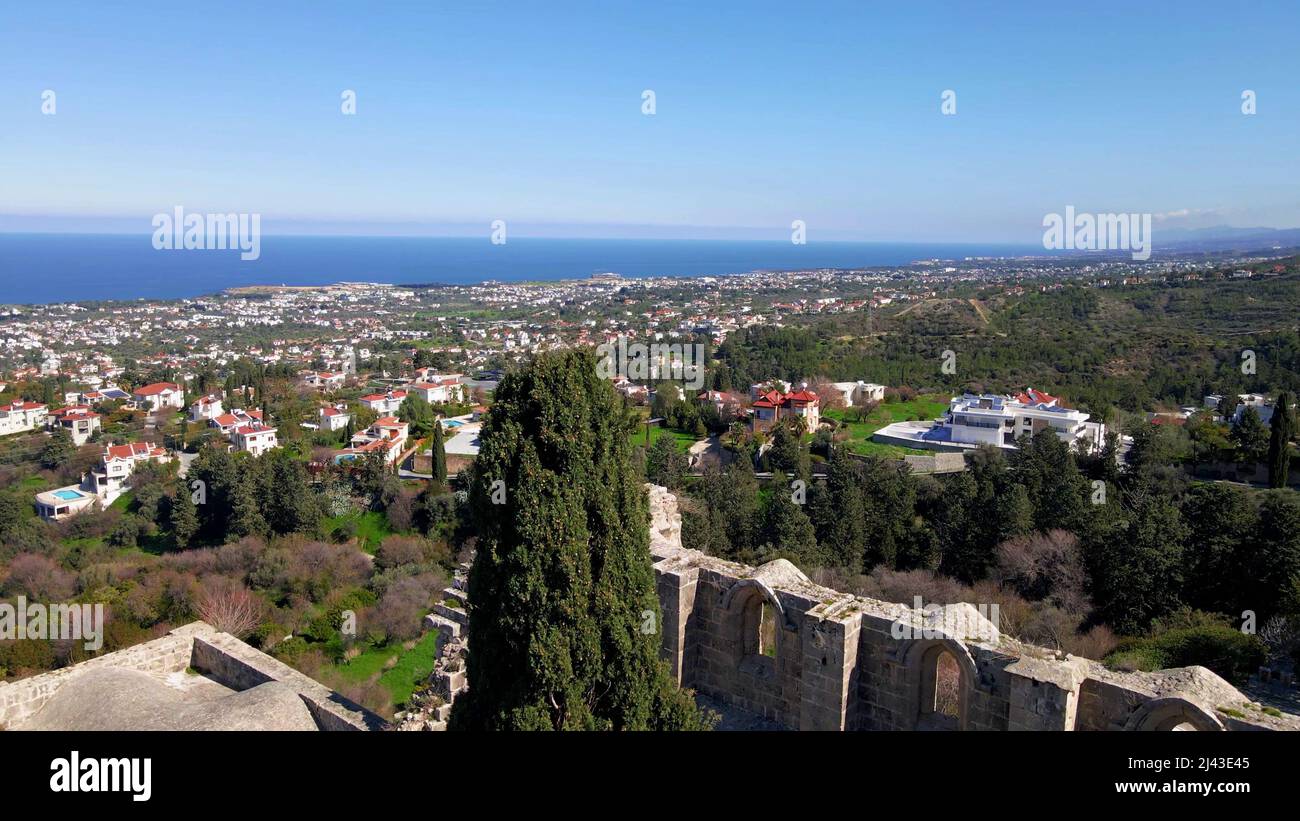 Bellapais Monastery village at the mountain in Kyrenia, North Cyprus ...